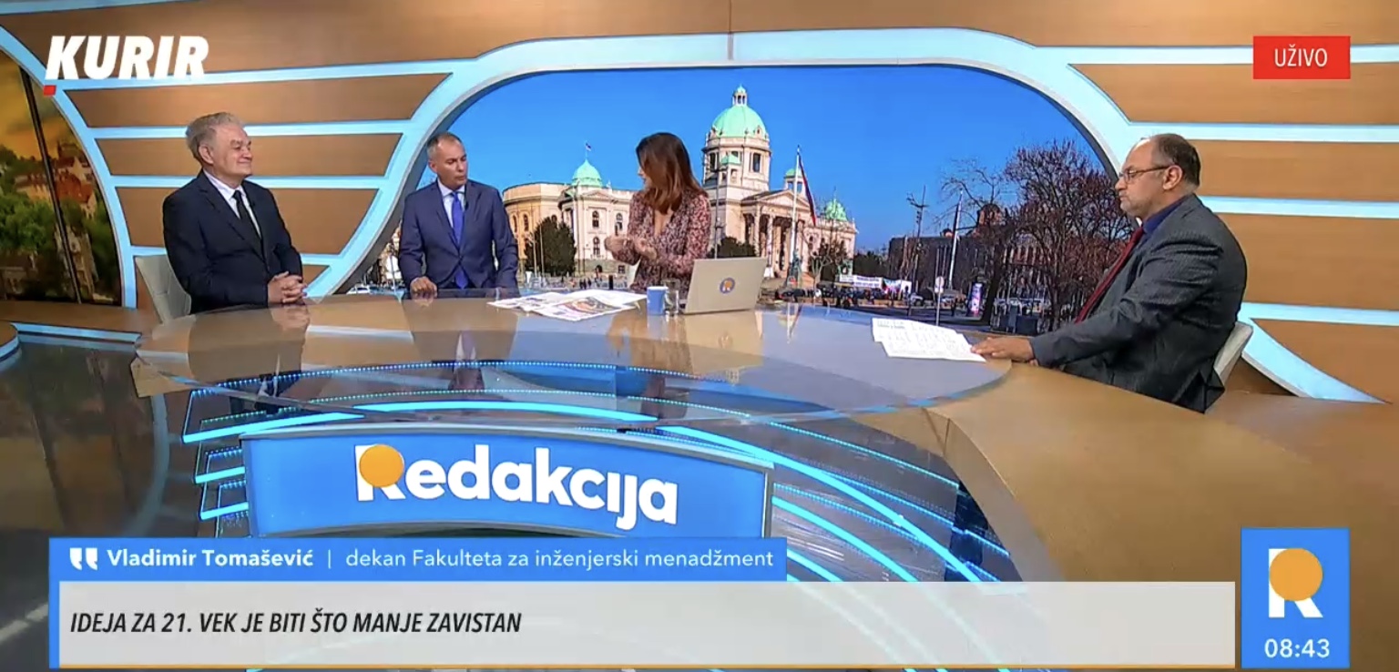 Dekan Vladimir Tomašević u emisiji „Redakcija“ Televizije Kurir – fim